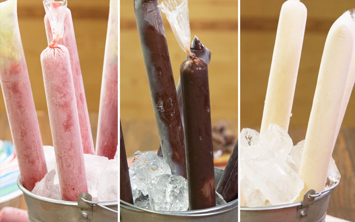 Marcianos de fresa con kiwi, guanabana con leche y zambito