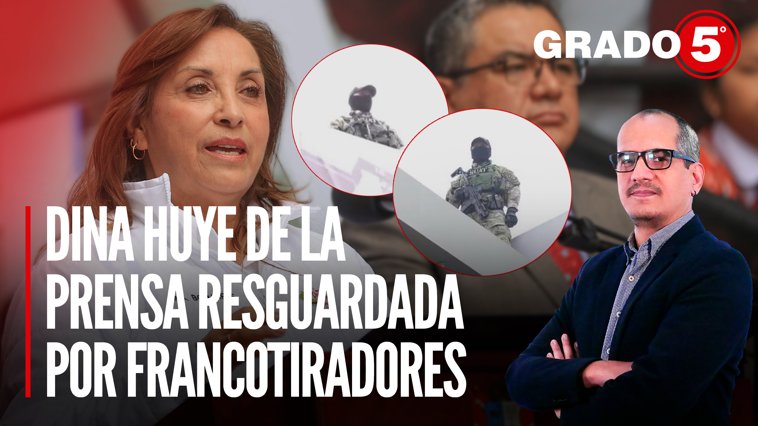 Dina Boluarte huye de la prensa resguardada por francotiradores | Grado ...